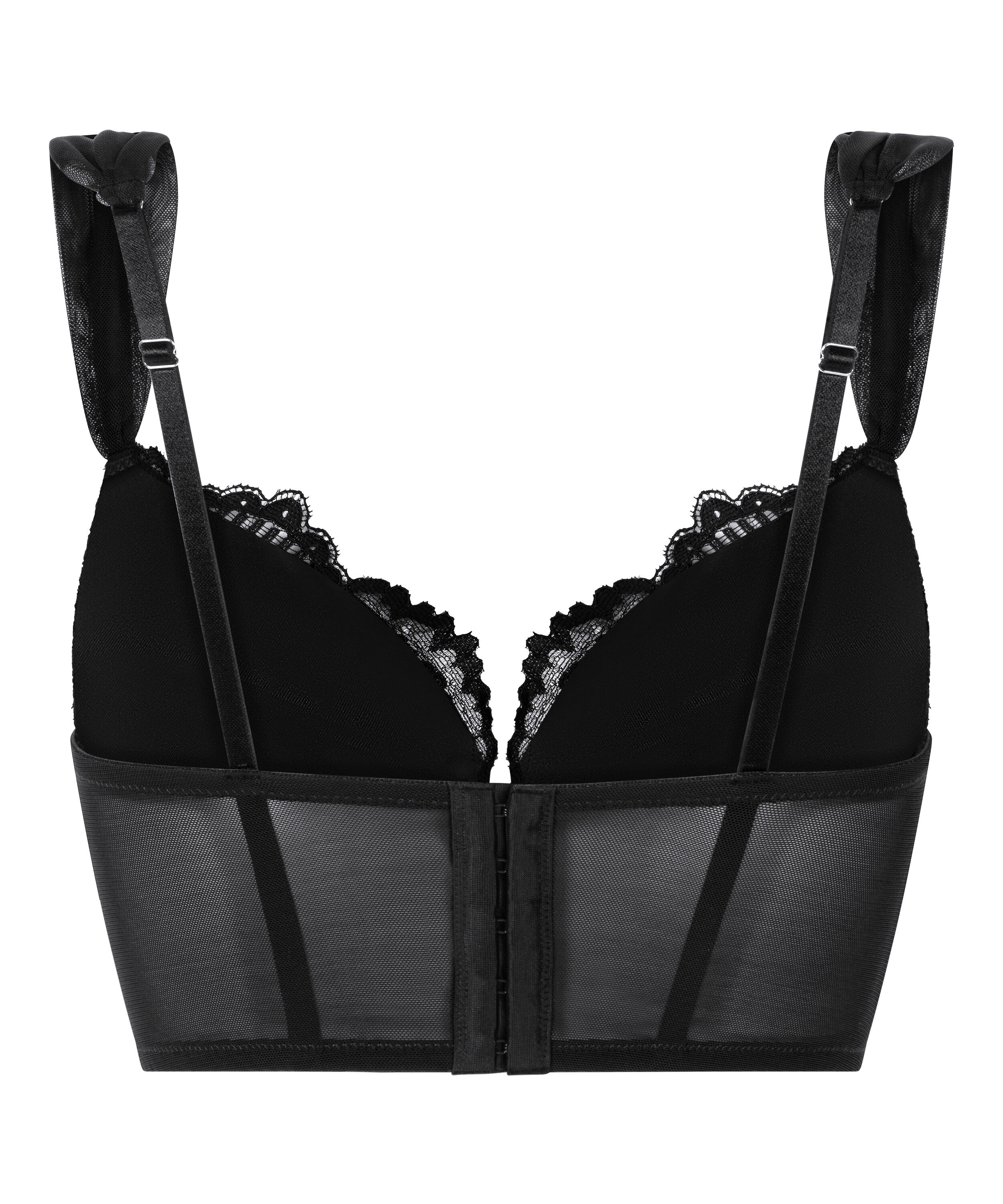 Whitney Padded Underwired Longline Push-Up Bra - Black - Push-up Bras ...