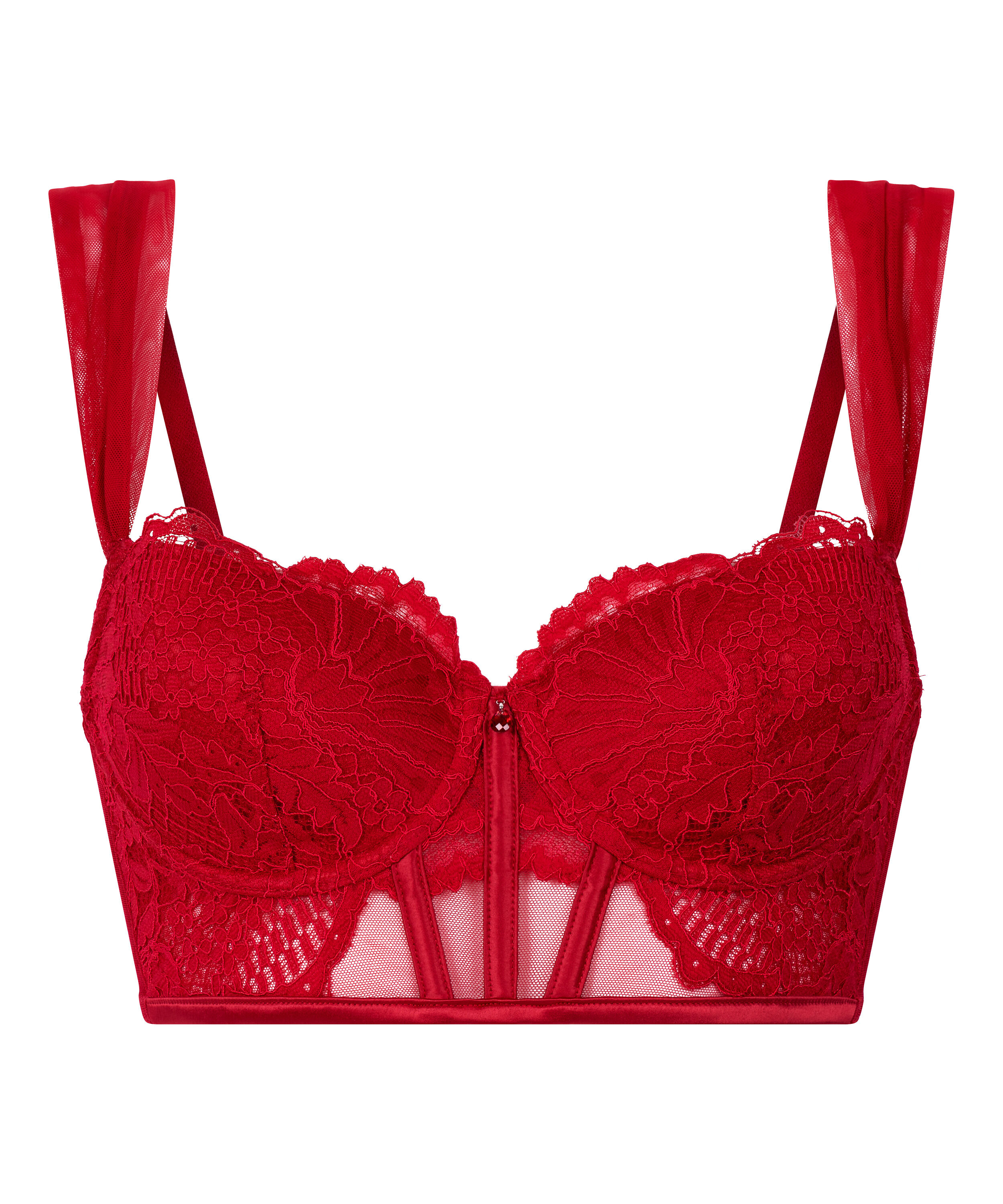 Whitney Padded Underwired Longline Bra - Red - Padded bras - Hunkemöller