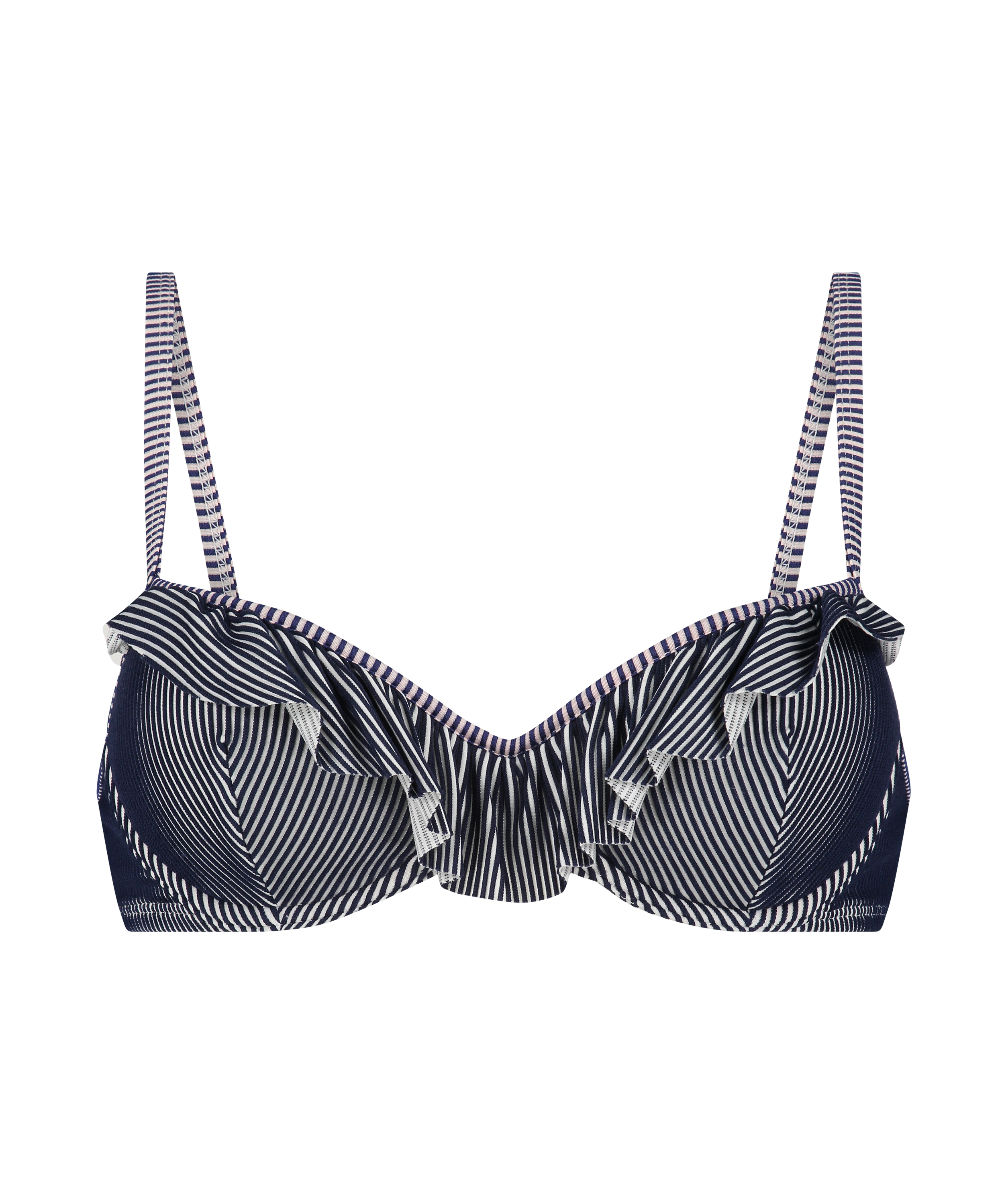 Ruffle Stripe padded underwired bikini top - Delicious Demi - Hunkemöller